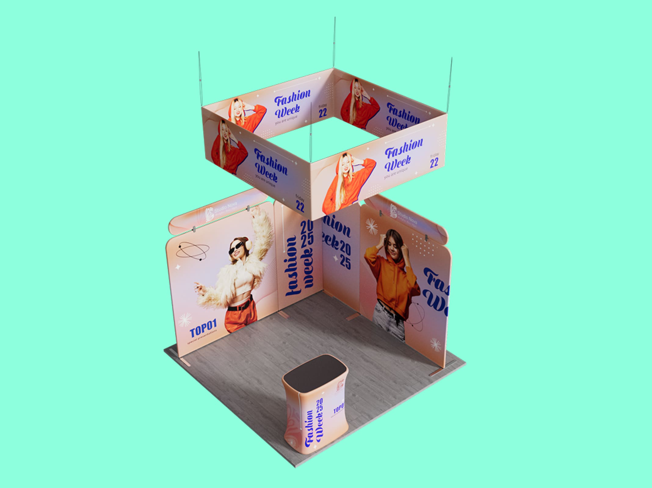 10x10 Corner Command Booth | Trade Show Booth with Sky Banner – PRINTDRILL